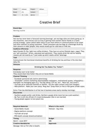 Hot là Tốt! - Lipton Yellow Label [Unilever Vietnam] | PDF