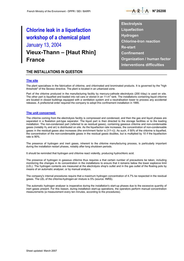 Liquid chlorine incident | PDF