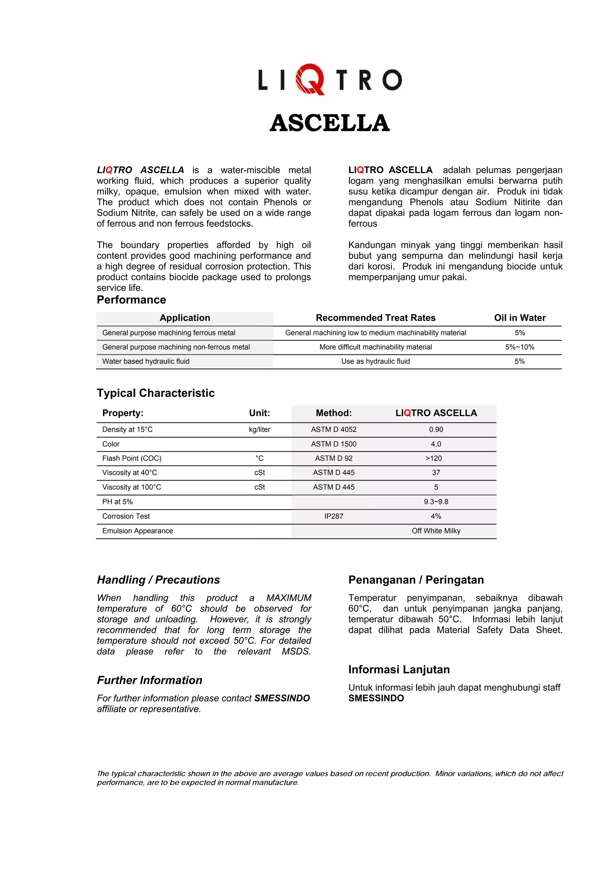 Liqtro Ascella (Product Data Sheet) | PDF
