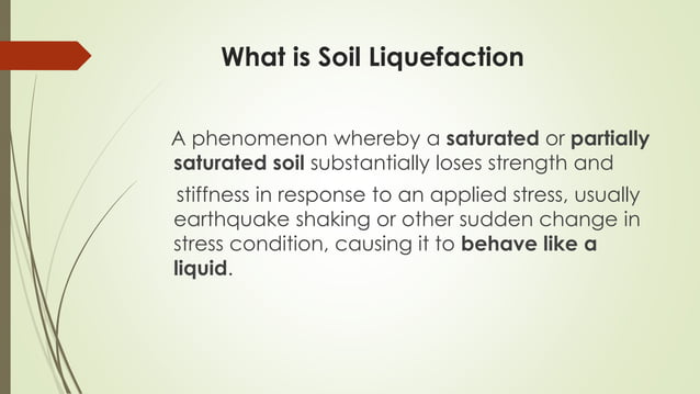 Liquefaction of Soil Geotech | PPTX | Geology | Science