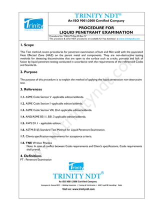Penetrant Test Report Format , Liquid Dye Penetrant Inspection NDT ...