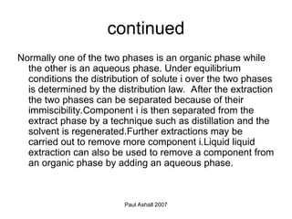 Liquid-liquid extraction principles. Solvent extraction | PPT
