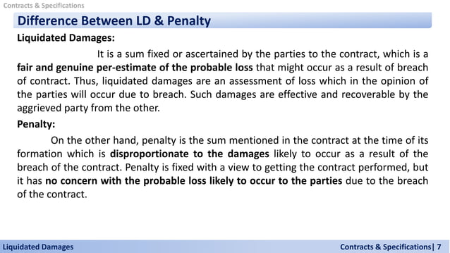 Liquidated damages contracts | PPTX | Law