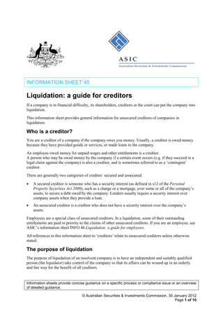 Liquidation a guide for creditors | PDF