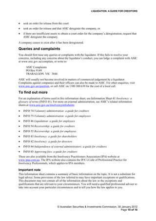 Liquidation a guide for creditors | PDF