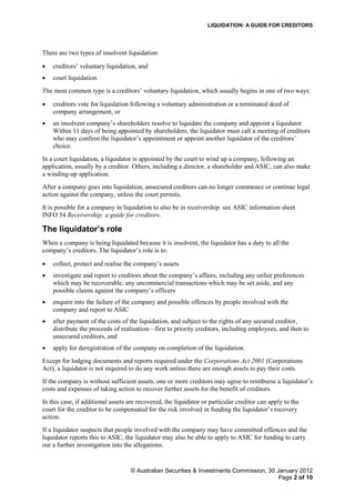 Liquidation a guide for creditors | PDF | Free Download