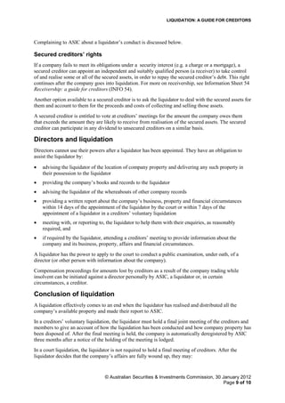 Liquidation a guide for creditors | PDF