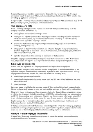 Liquidation a guide for employees | PDF