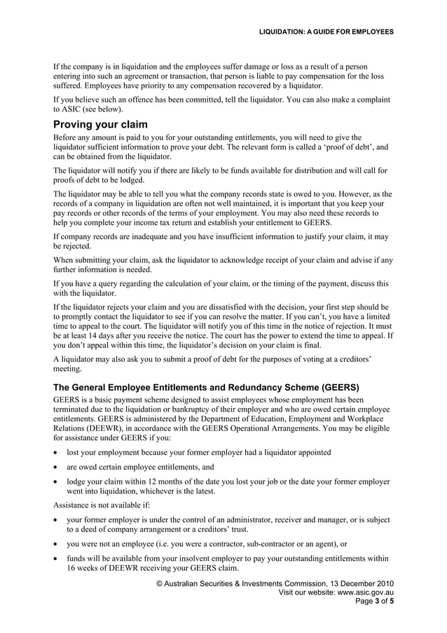 Liquidation a guide for employees | PDF