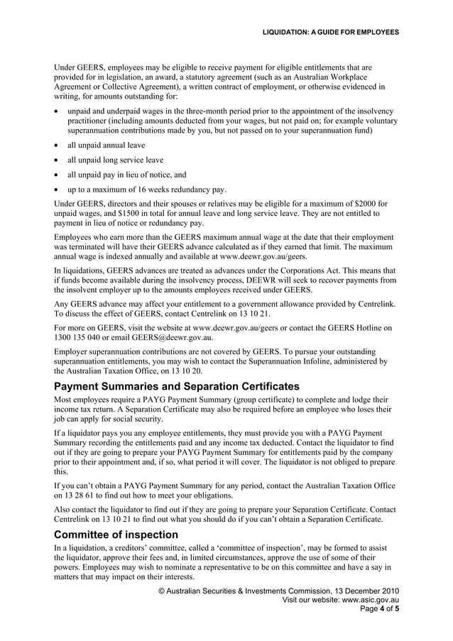 Liquidation a guide for employees | PDF