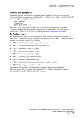 Liquidation a guide for employees | PDF