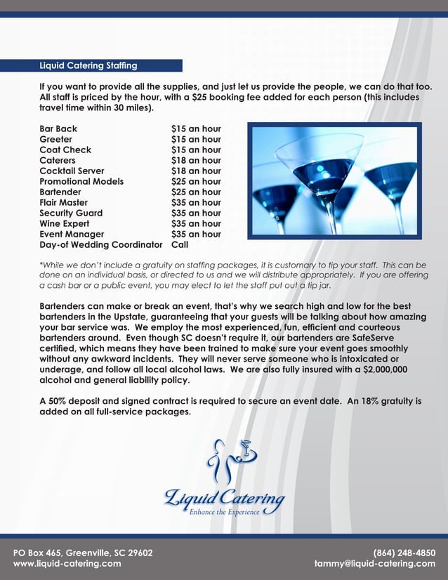 Liquid Catering Menu | PDF