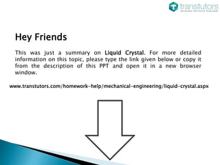 Liquid Crystal | Mechanical Engineering | PPTX