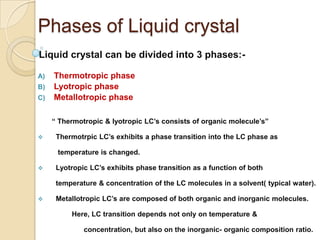 Liquid crystals(lc’s) | PPTX