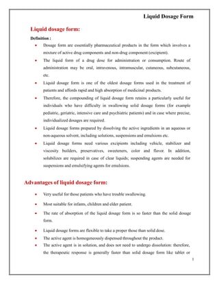 Liquid dosage form Power Presentation ( Sem-I) | PDF