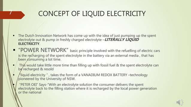 Liquid electricity | PPTX | Power and Energy Industry | Industries