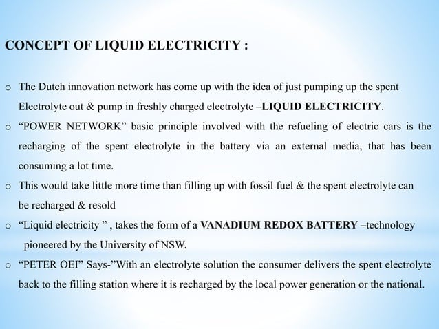 Liquid electricity | PPTX