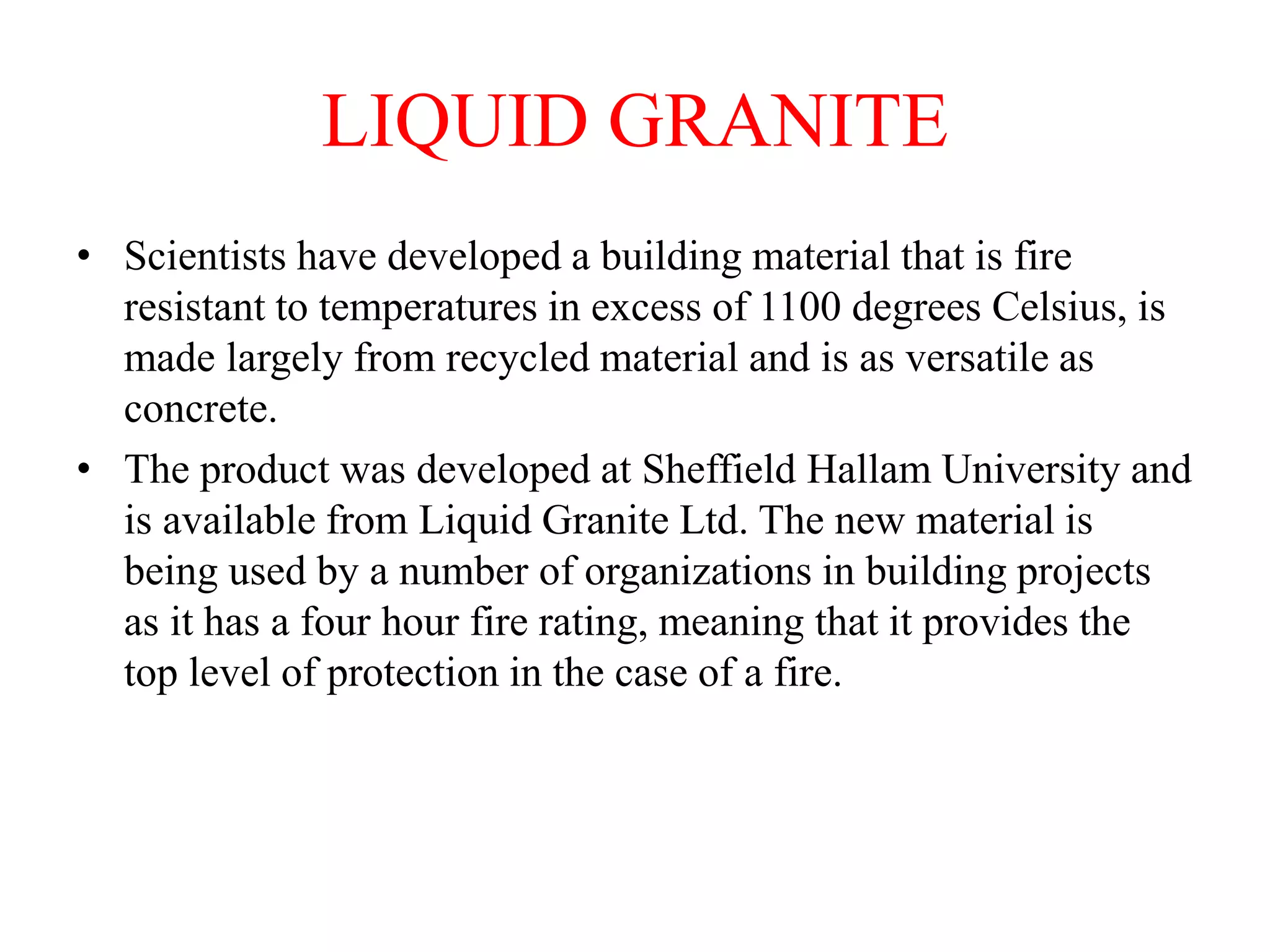 Liquid granite and the hunt for a carbon neutral material | PPTX