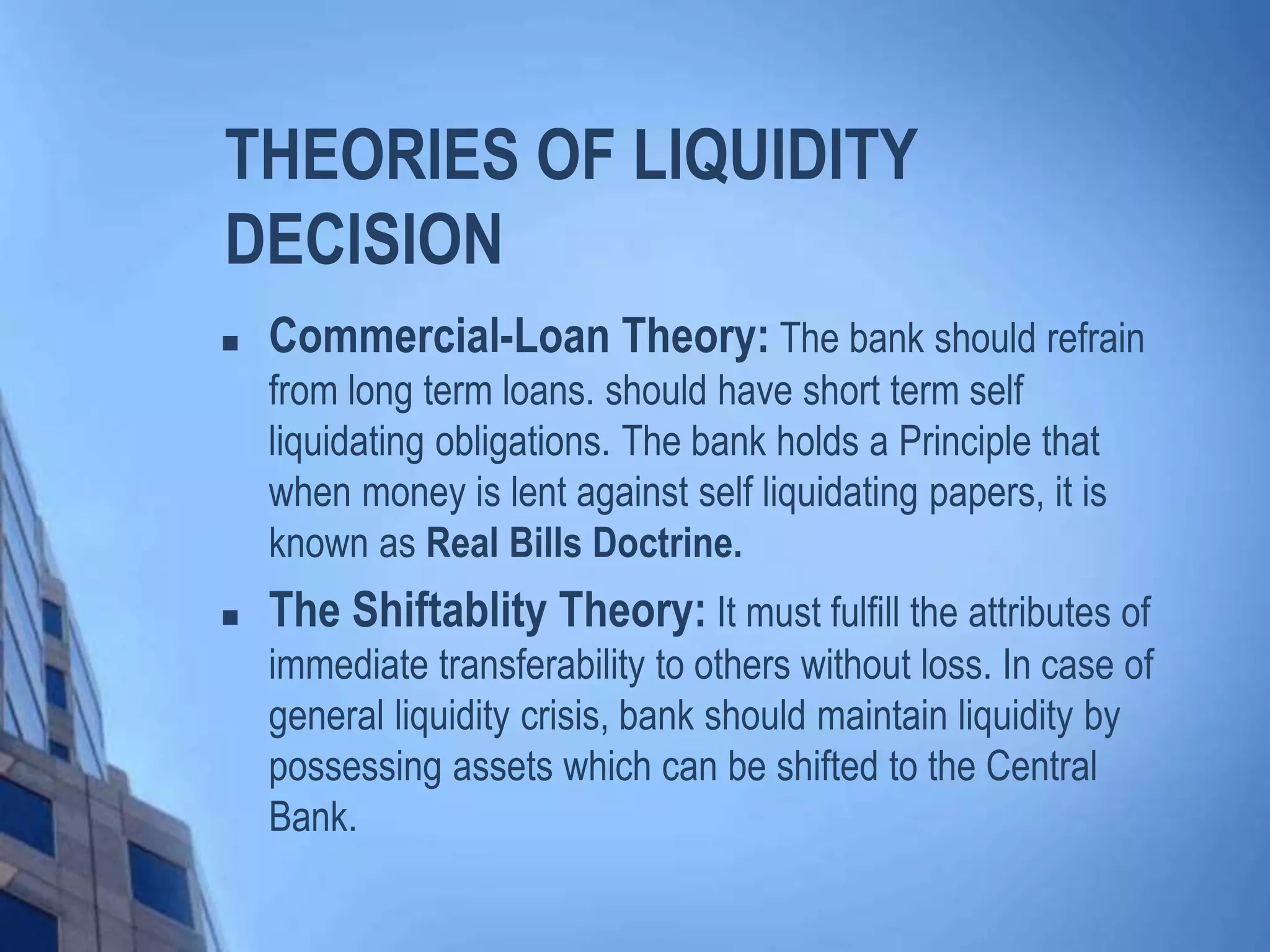 Liquidity decision in banking system | PPT