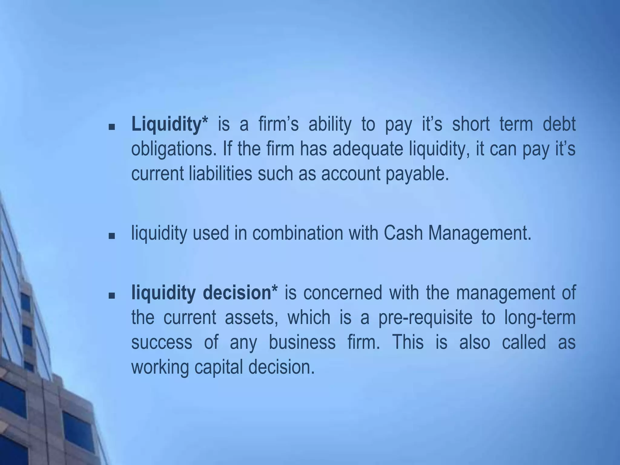 Liquidity decision in banking system | PPTX
