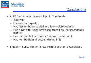 Liquidity in the Secondaries Private Equity Market – Coller Institute ...