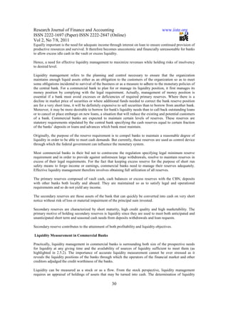 Liquidity management and commercial banks profitability in nigeria | PDF
