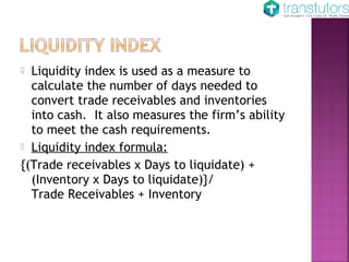 Liquidity Measurements | Finance | PPT