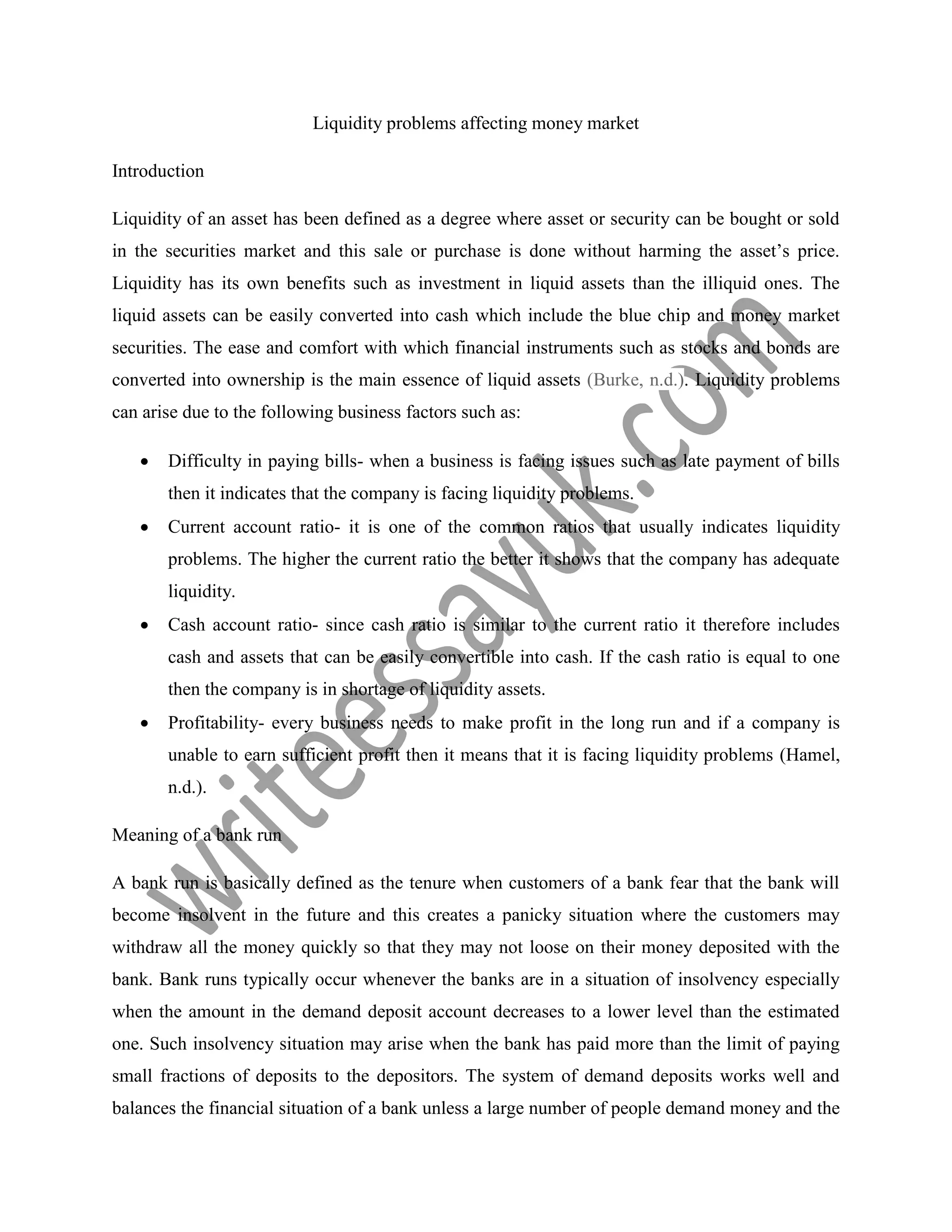 Liquidity problems affecting money market | PDF