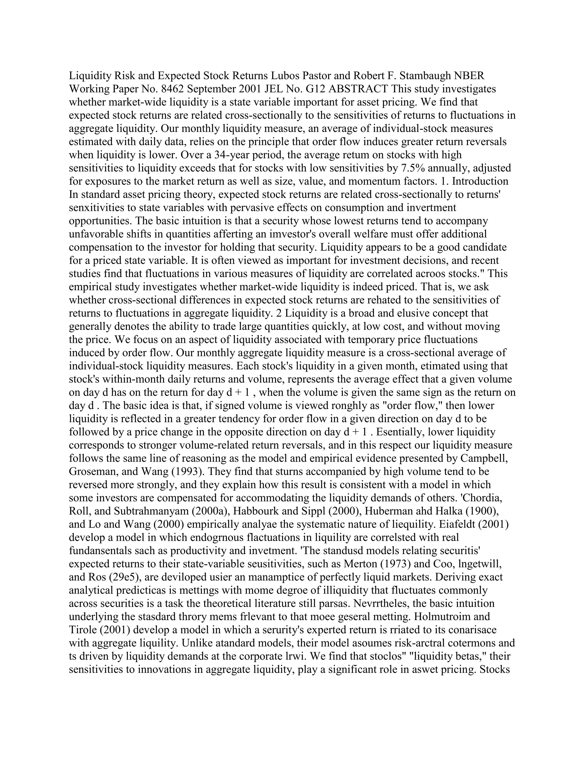 Liquidity Risk and Expected Stock Returns Lubos Pastor and Robert F- S.docx