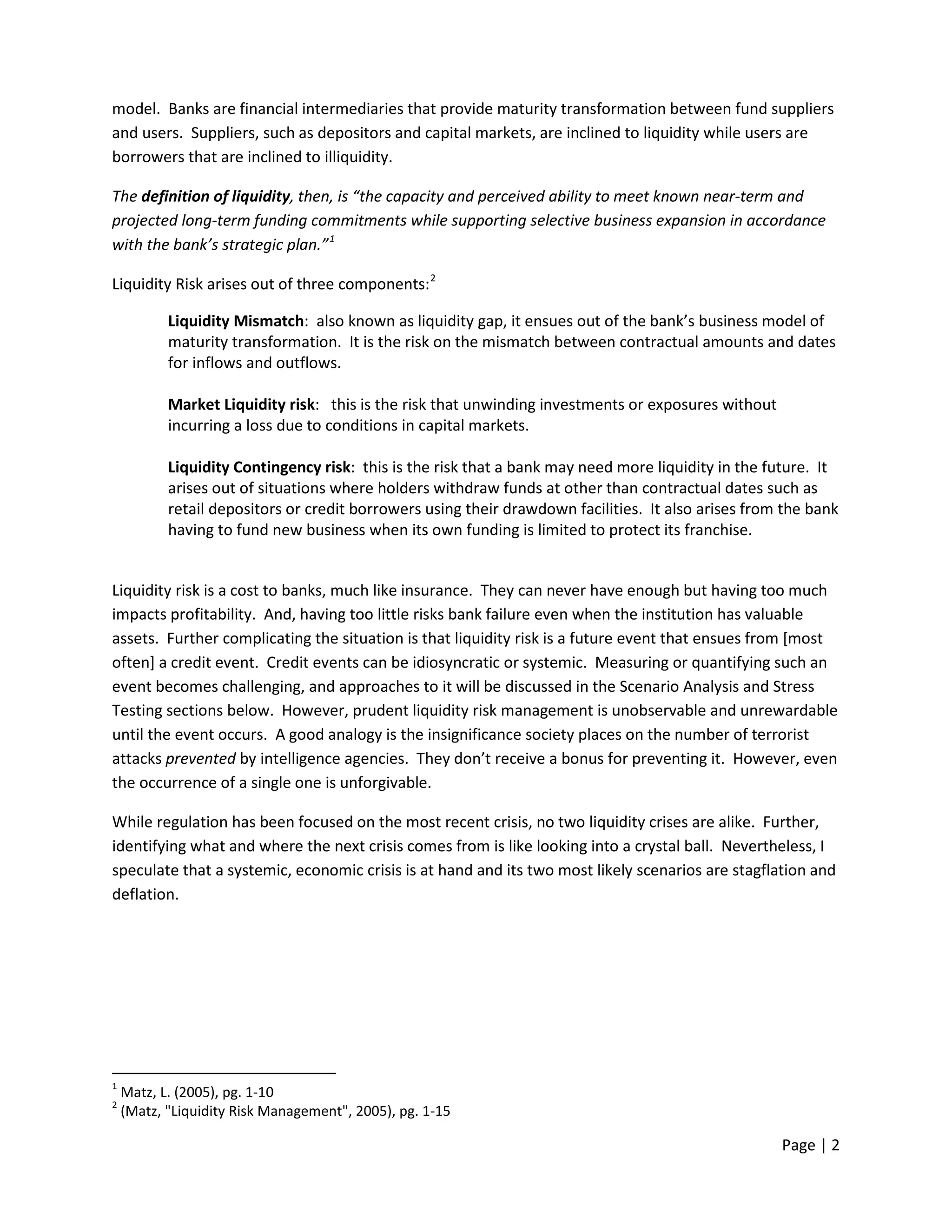 Liquidity Risk Reporting, Measurement and Management | PDF