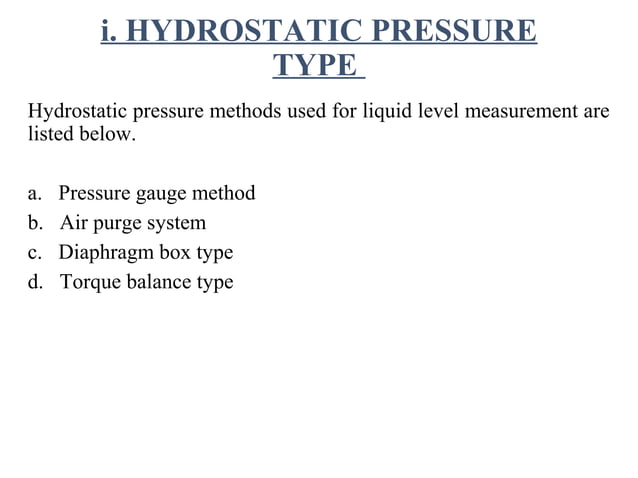 Liquid level measurement | PPT | Physics | Science