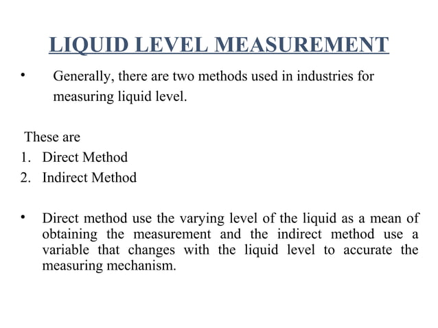 Liquid level measurement | PPT | Physics | Science