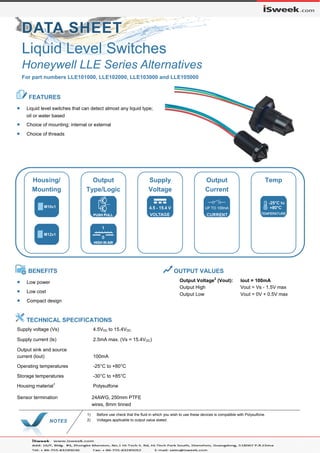 Liquid level sensor llc101000 | PDF