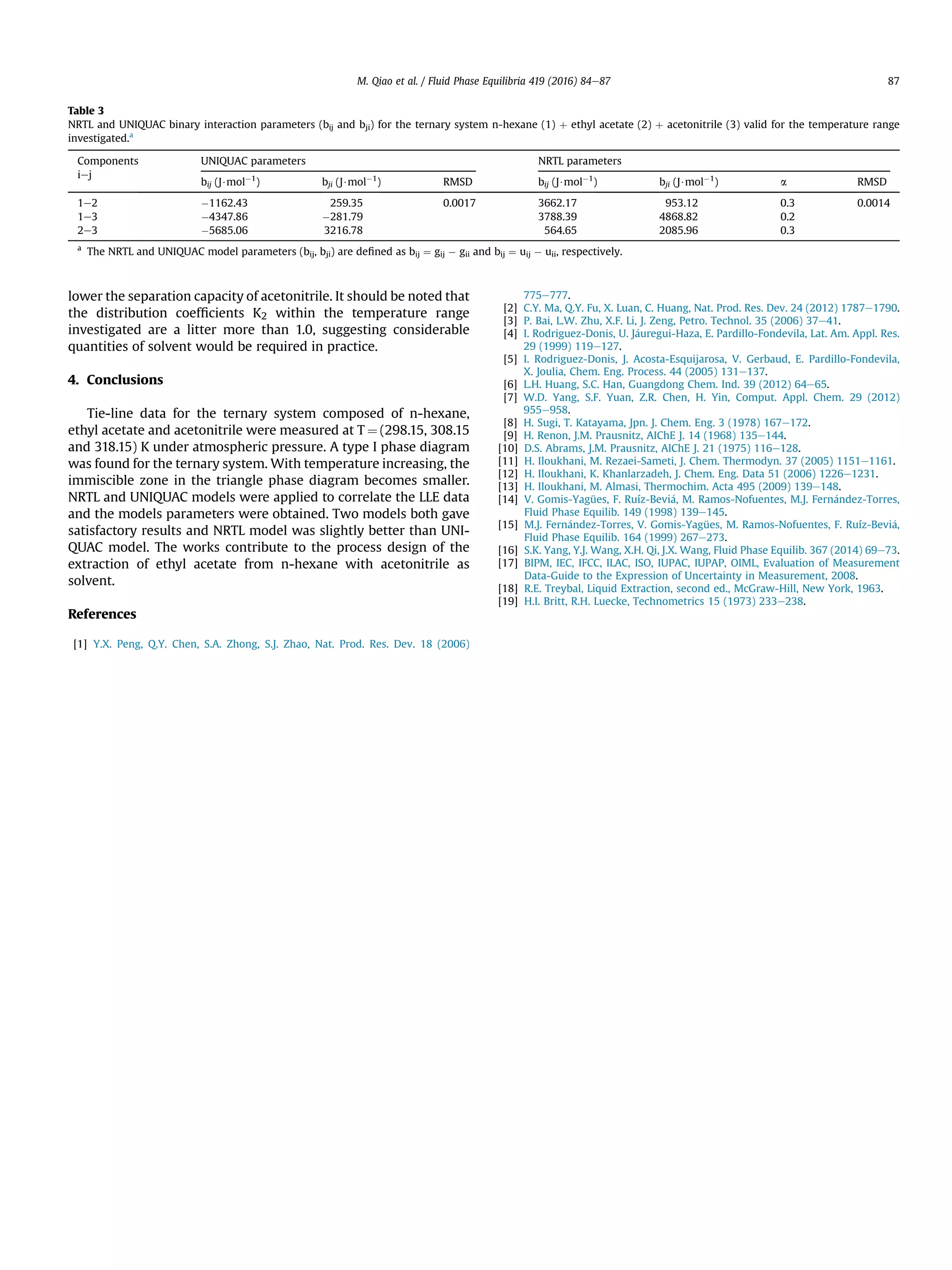 Liquid liquid equilibrium data for n hexane ethylacetate acetonitrile ...