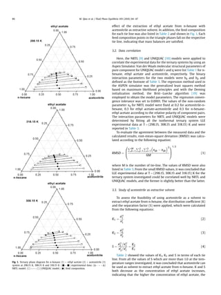 Liquid liquid equilibrium data for n hexane ethylacetate acetonitrile ternay system | PDF
