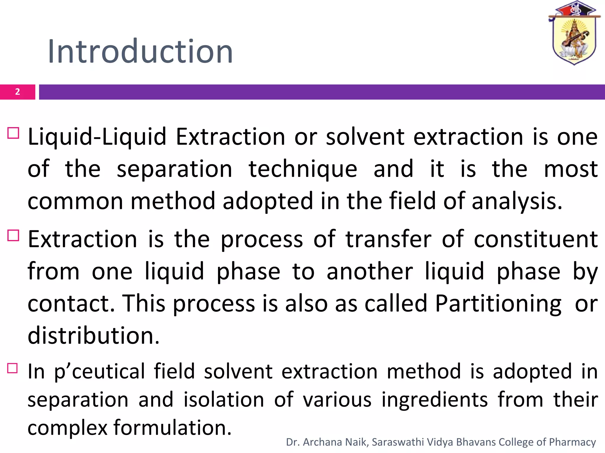 Liquid liquid extraction sy 2014 | PPT