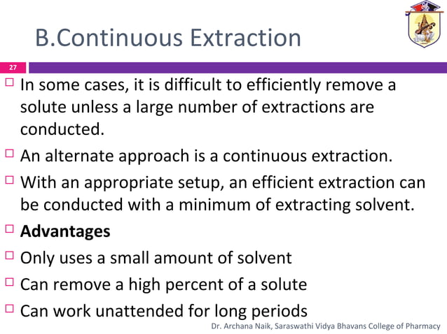 Liquid liquid extraction sy 2014 | PPT | Chemistry | Science