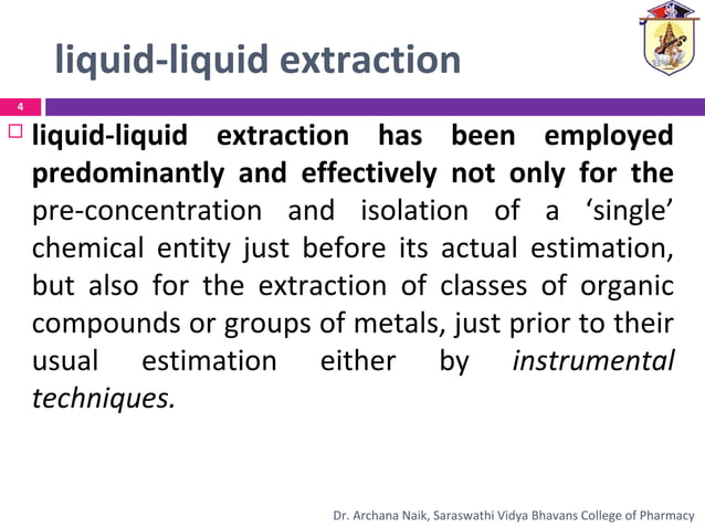 Liquid liquid extraction sy 2014 | PPT | Chemistry | Science