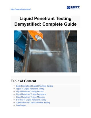 Liquid Penetrant Testing Demystified: Complete Guide | PDF