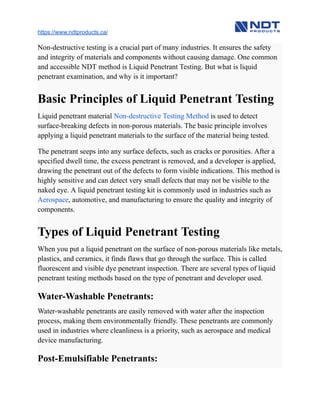 Liquid Penetrant Testing Demystified: Complete Guide | PDF