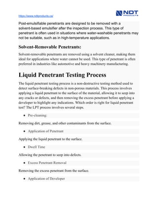 Liquid Penetrant Testing Demystified: Complete Guide | PDF