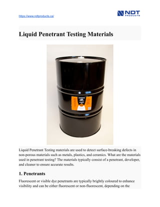 Liquid Penetrant Testing Demystified: Complete Guide | PDF