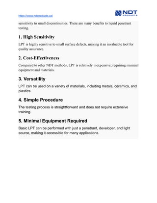 Liquid Penetrant Testing Demystified: Complete Guide | PDF