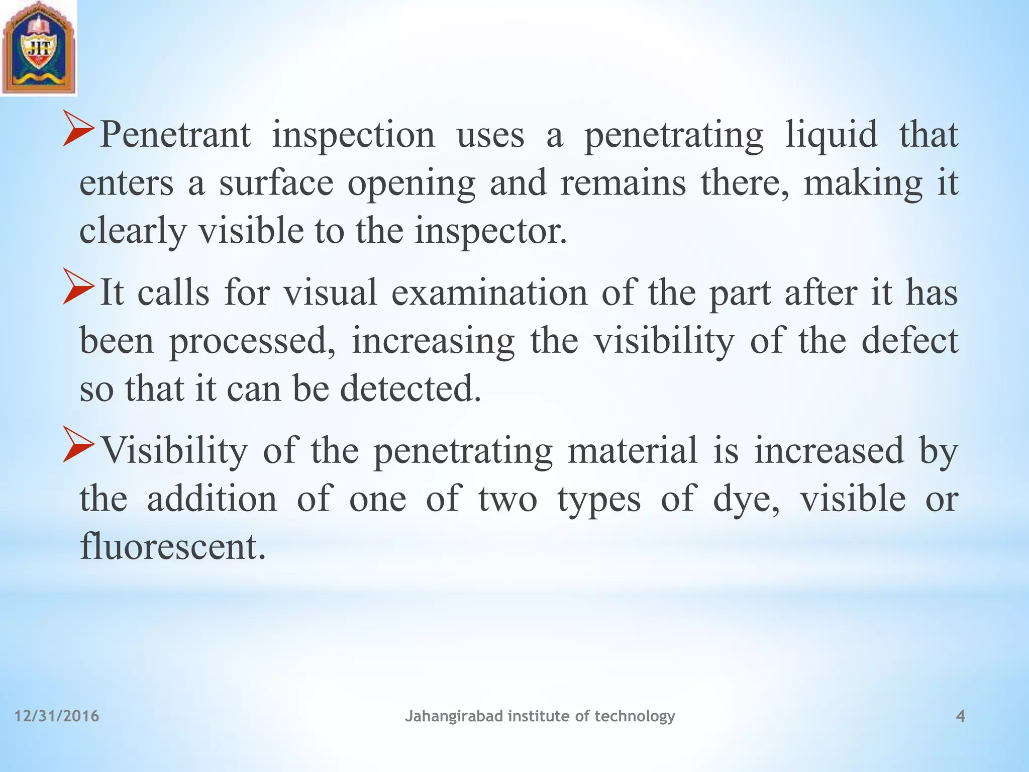 Liquid penetrate testing | PPTX