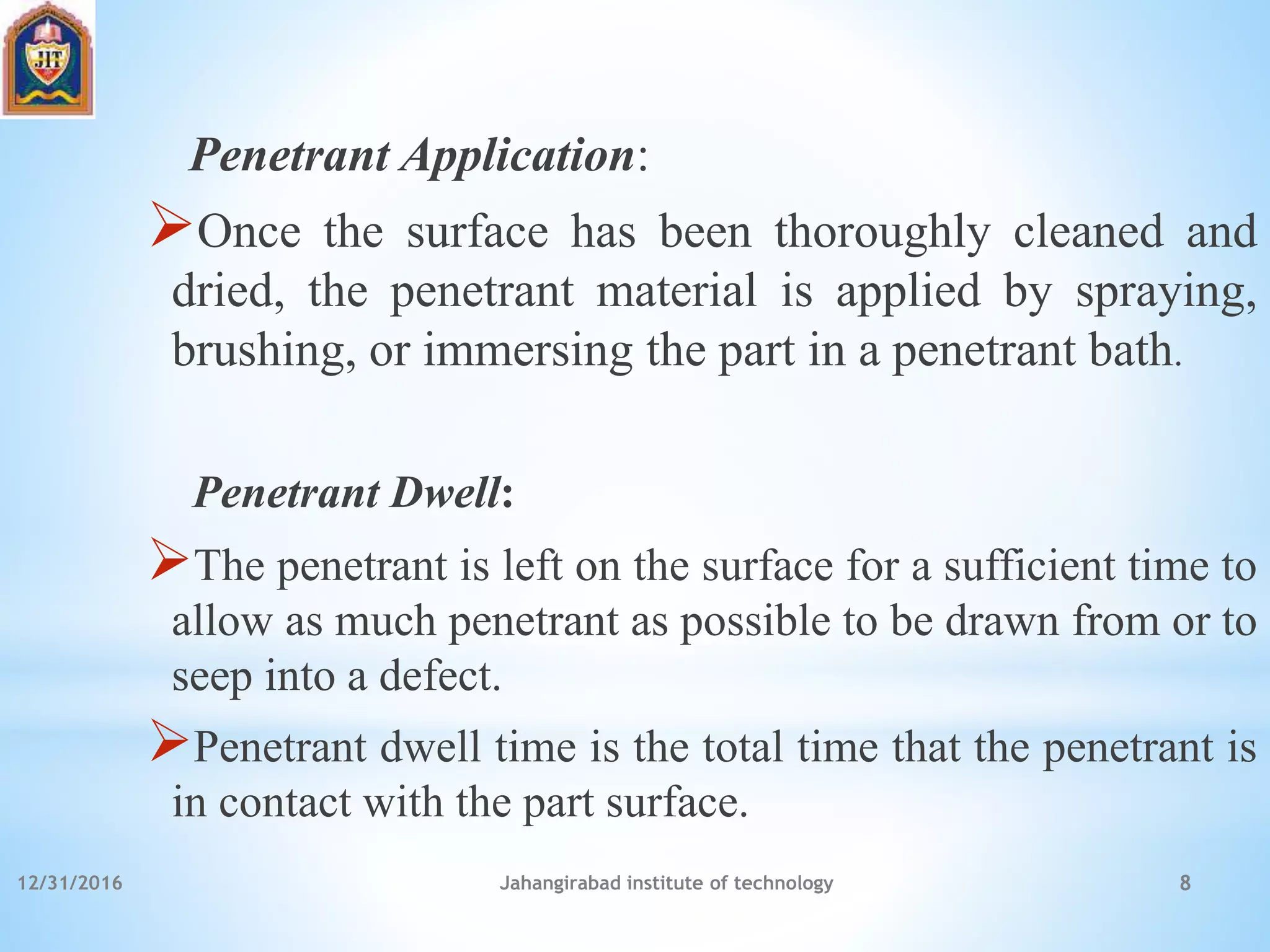 Liquid penetrate testing | PPTX