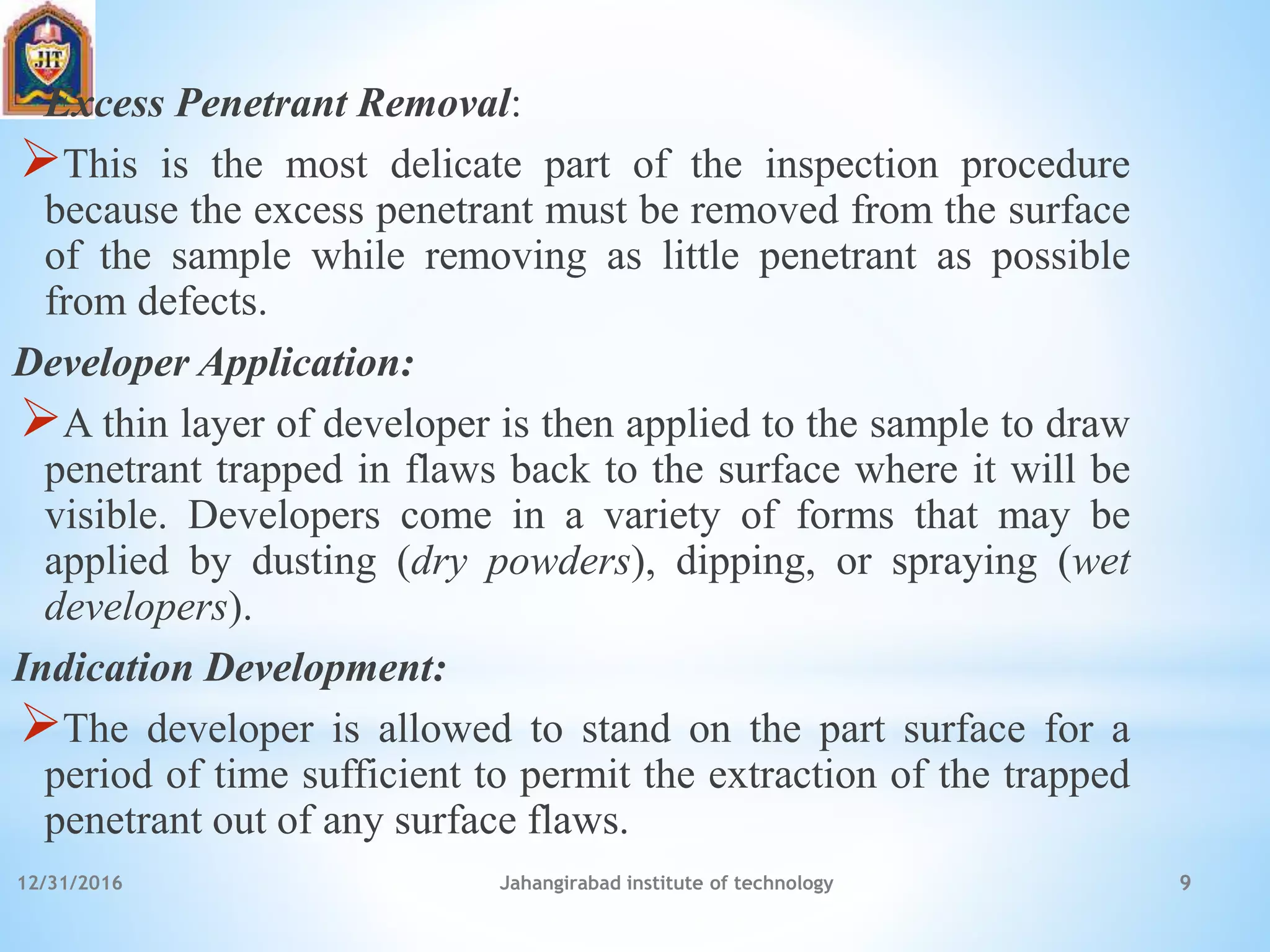 Liquid penetrate testing | PPTX