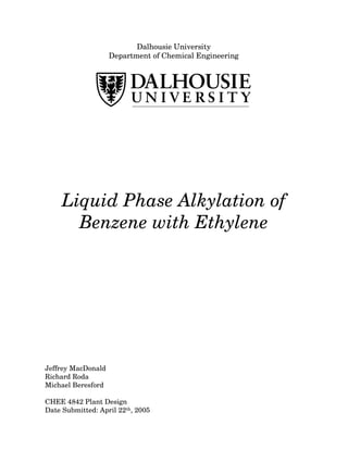 Liquid phase alkylation of benzene with-ethylene | PDF