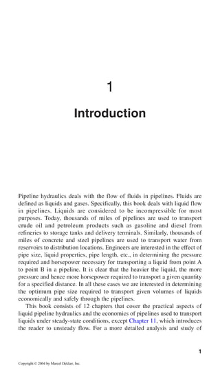 Liquid pipeline hydraulics (e.shashi menon, 2004) book | PDF
