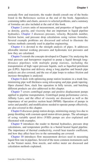 Liquid pipeline hydraulics (e.shashi menon, 2004) book | PDF
