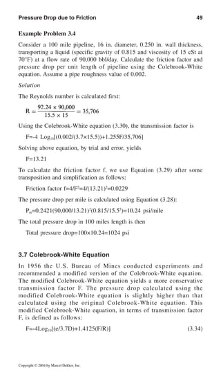 Liquid pipeline hydraulics (e.shashi menon, 2004) book | PDF